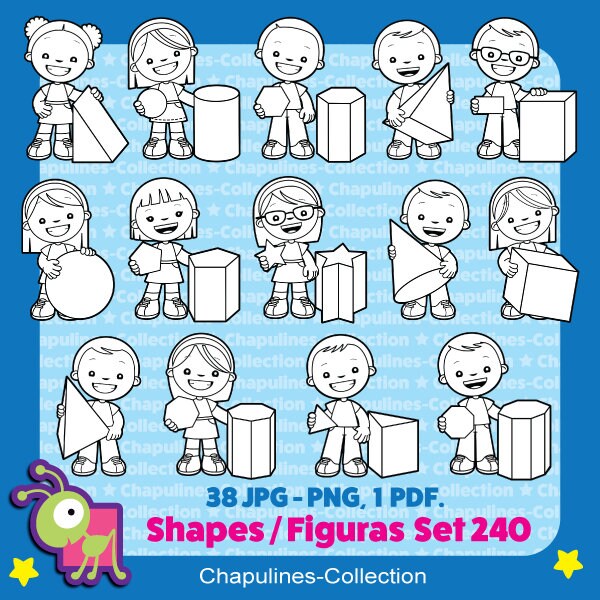 Shapes Clipart Bundle Color and Black/white Digital Product - Etsy