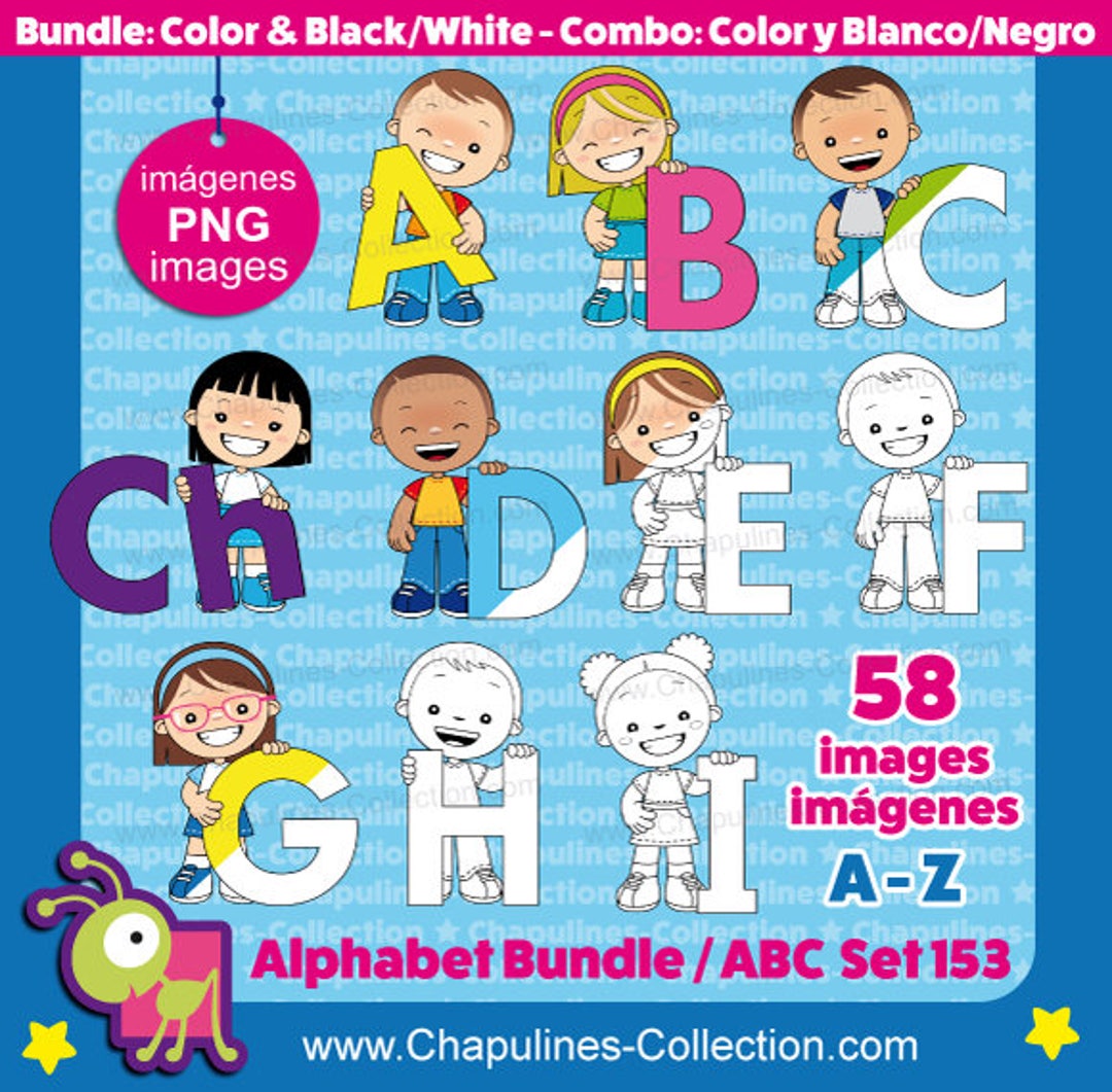 Alphabet Clip Art Bundle, Color and Black/white, From A to Z, PNG ...