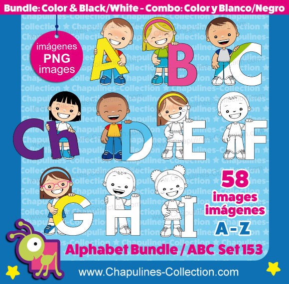 Alphabet Clip Art Bundle Color and Black/white From A to Z - Etsy