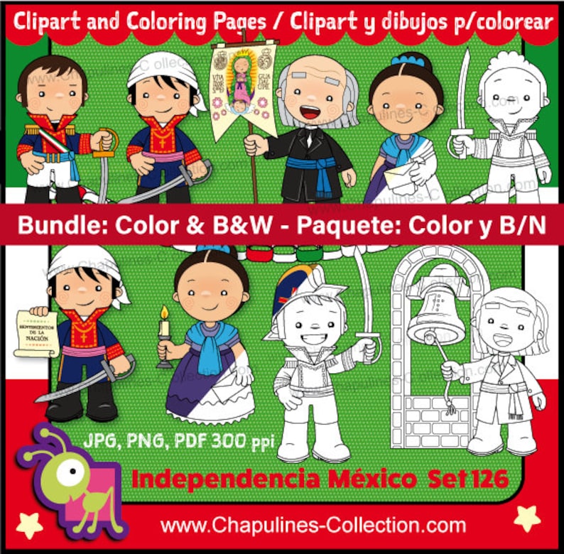 Bundle Mexican Independence Day Clip Art, Color and Black & White ...