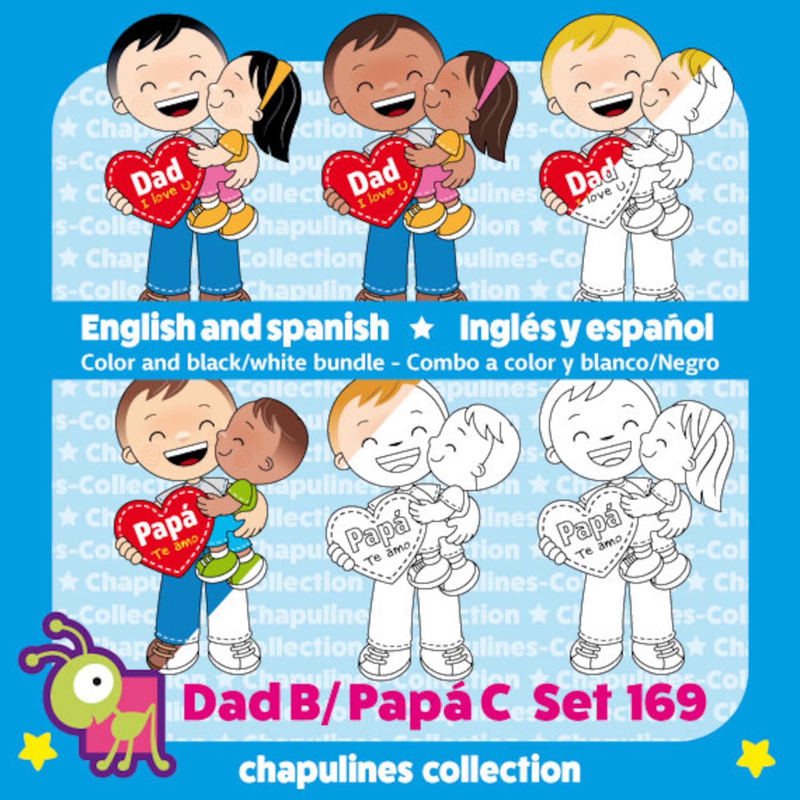 Dad Clipart Bundle Color and Black and White Father's - Etsy
