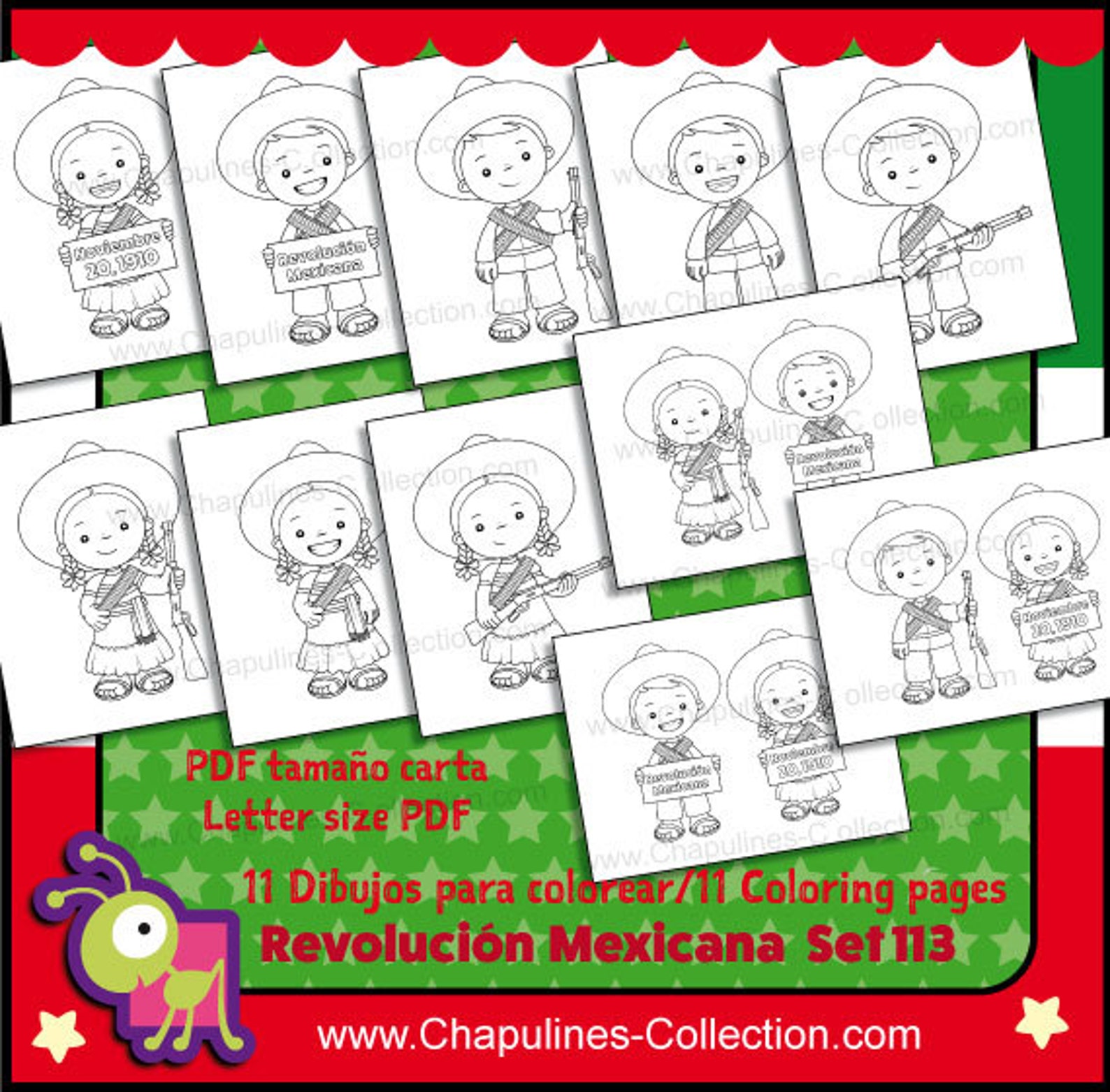 Mexican Revolution Day Clipart Bundle Color and Black/white - Etsy