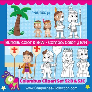 Columbus Clipart Bundle, Color and Black and White, the Discovery of ...