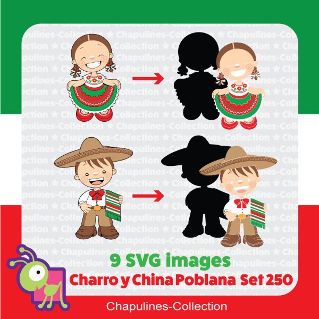 SVG China Poblana y Charro Independencia de México - Etsy México