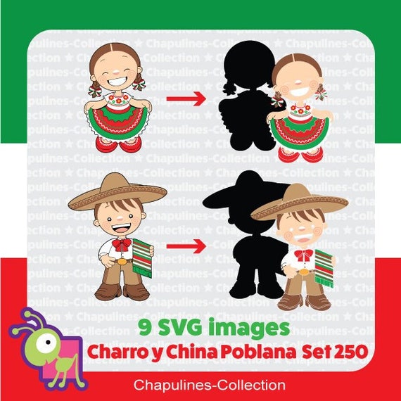 SVG China Poblana y Charro Independencia de México - Etsy México