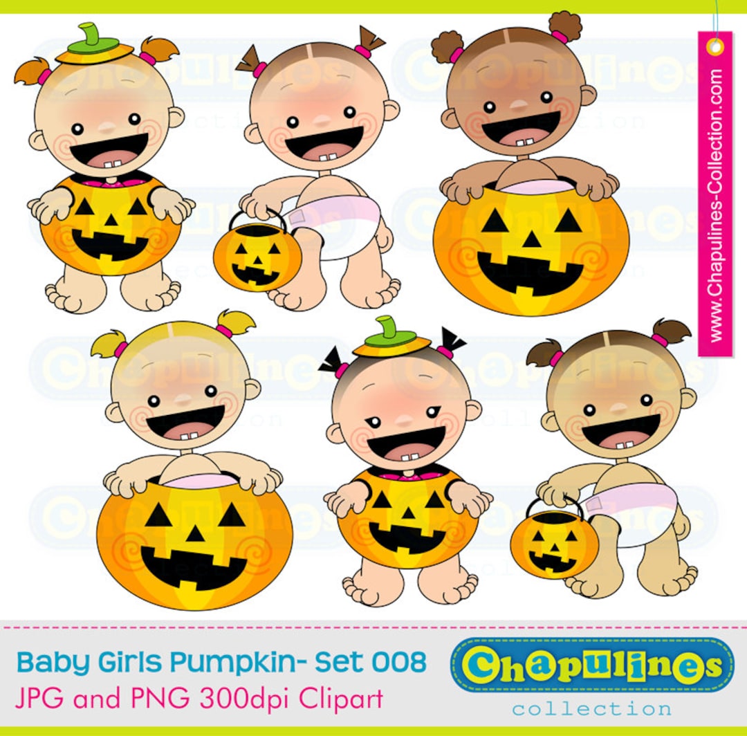 Baby Girls Pumpkin Clipart, Halloween Babies Clip Art, Halloween Babies ...