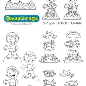Paper Dolls - Printable - Seasons of the Year - Boys - B/W - Coloring ...