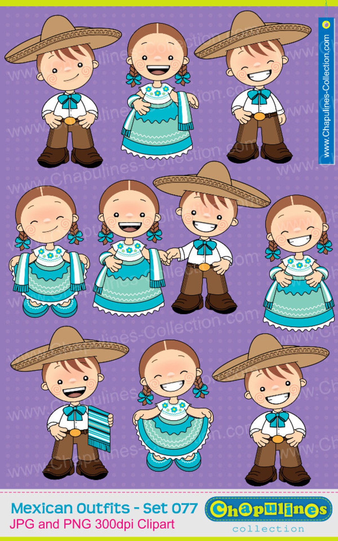Mexican Outfits Clipart China Poblana and Charro, Mexico Clipart, 5 De ...