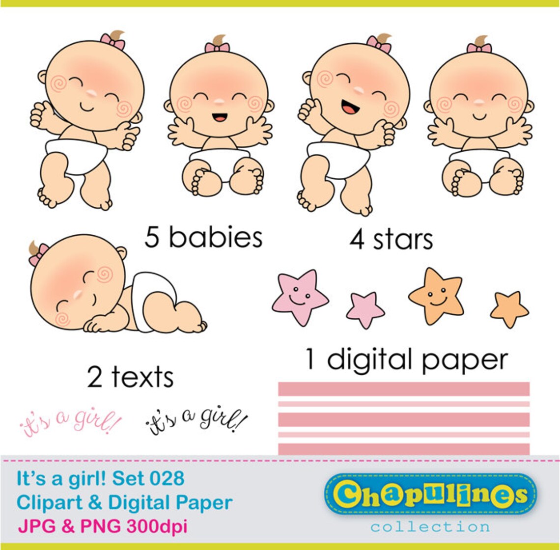 Baby girl clipart baby shower clipart newborn illustrations | Etsy