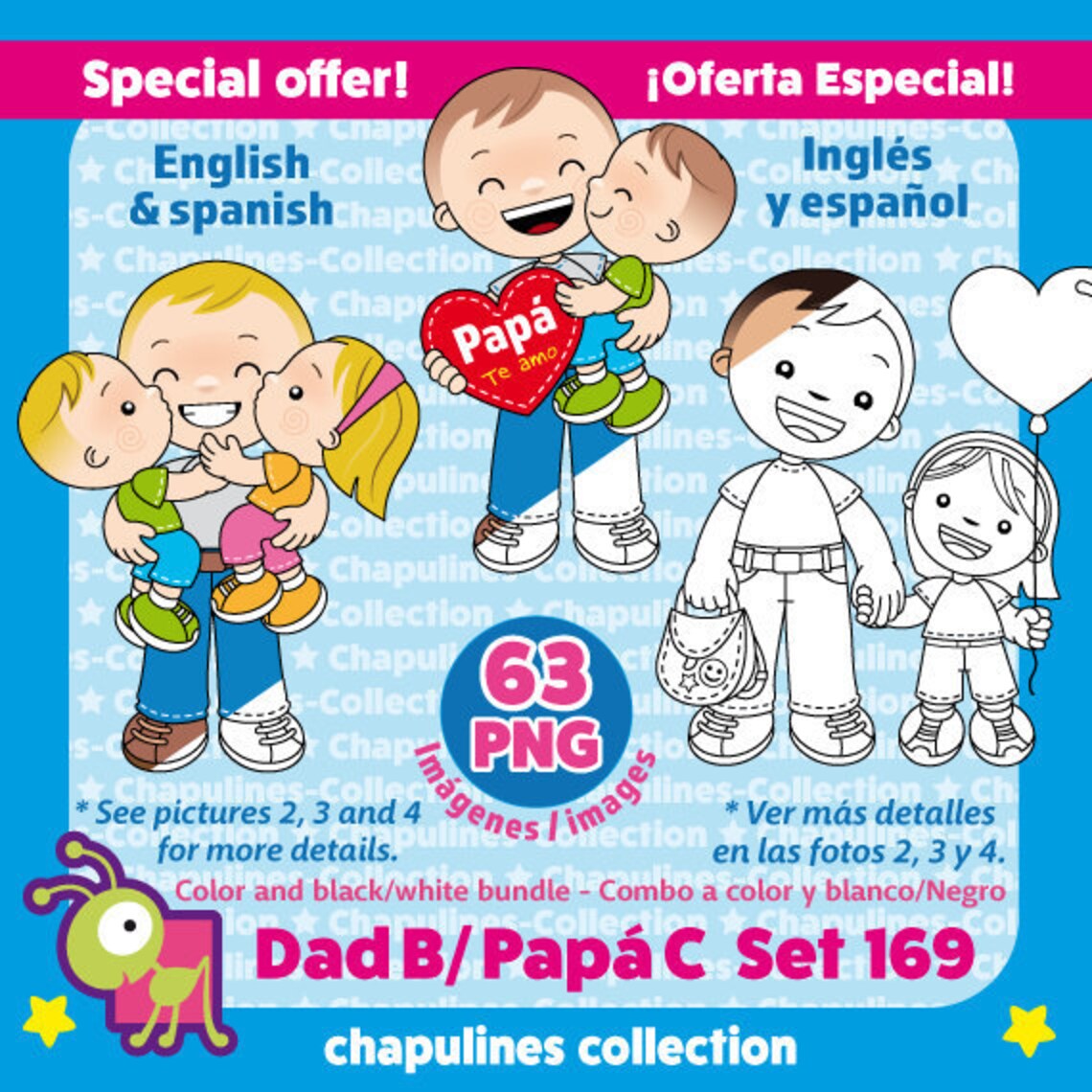 Dad Clipart Bundle Color and Black and White Father's | Etsy