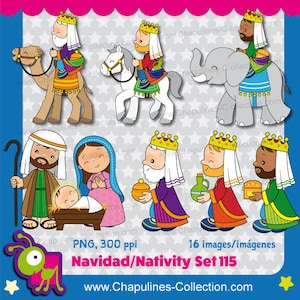 Nativity Clipart Bundle Color and Black/white, Christmas, Joseph, Mary ...