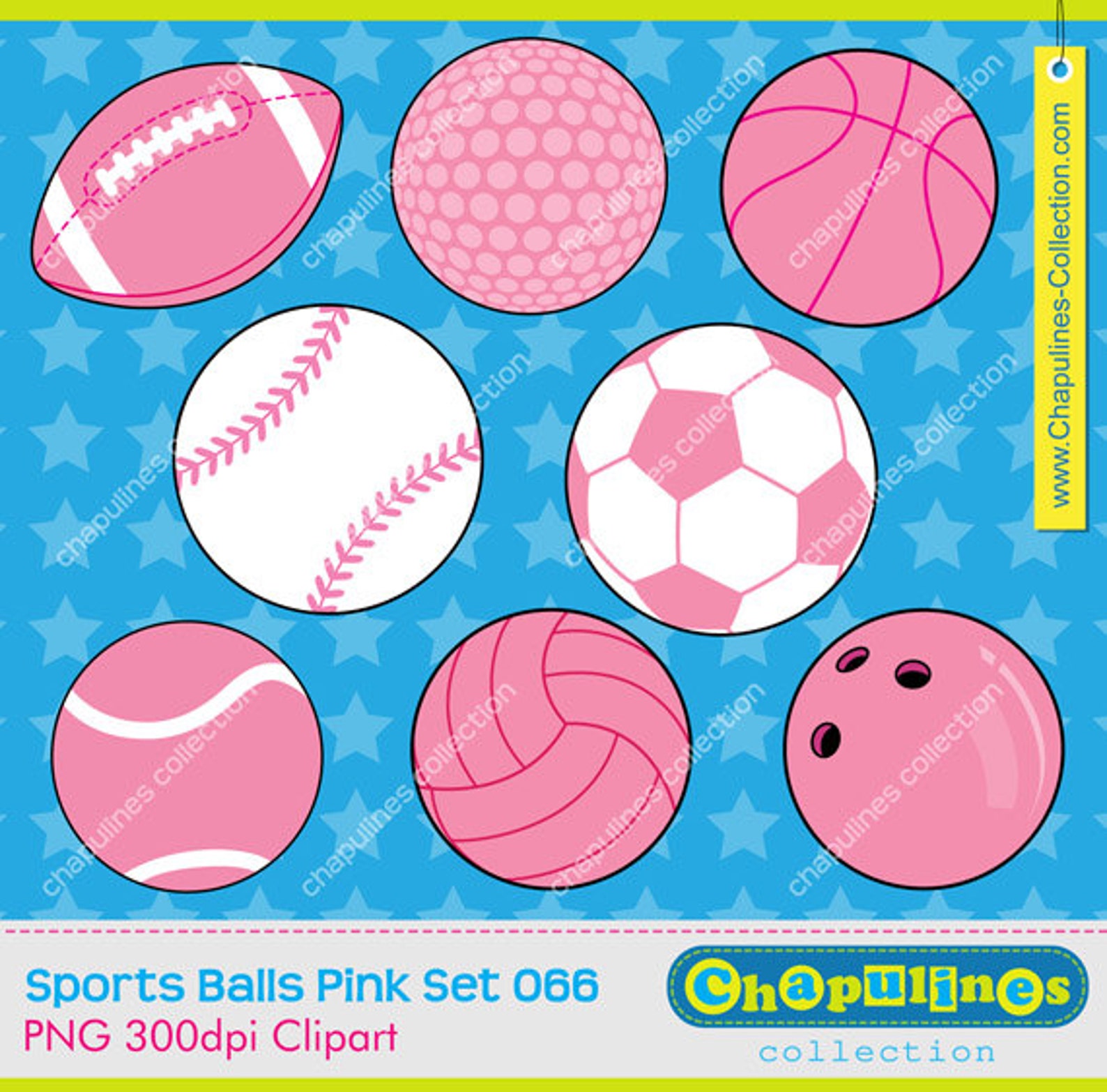 Pelotas rosas de deportes clipart, uso comercial, deportes scrapbooking ...