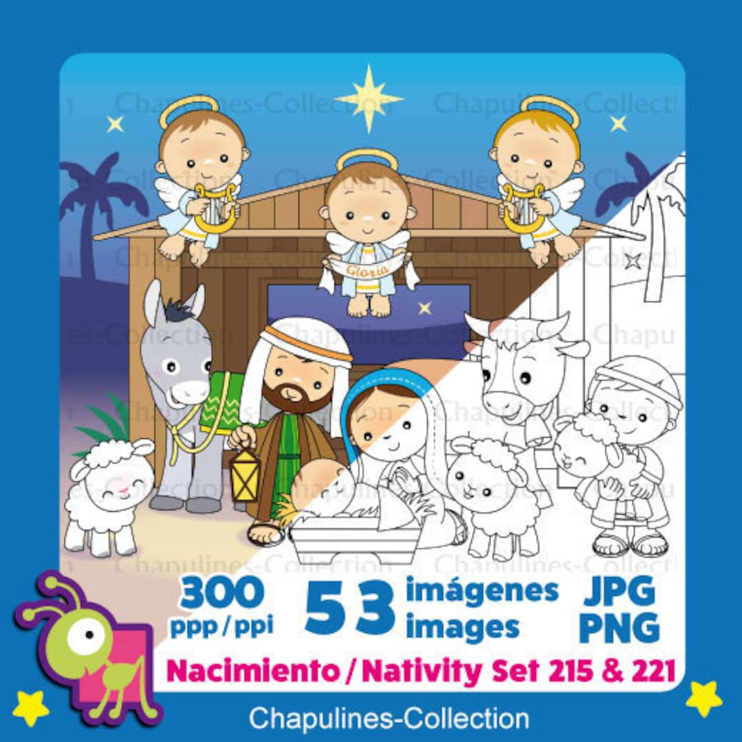 Nativity Clipart Bundle, Color and Black/white Sets 215 and 221. - Etsy
