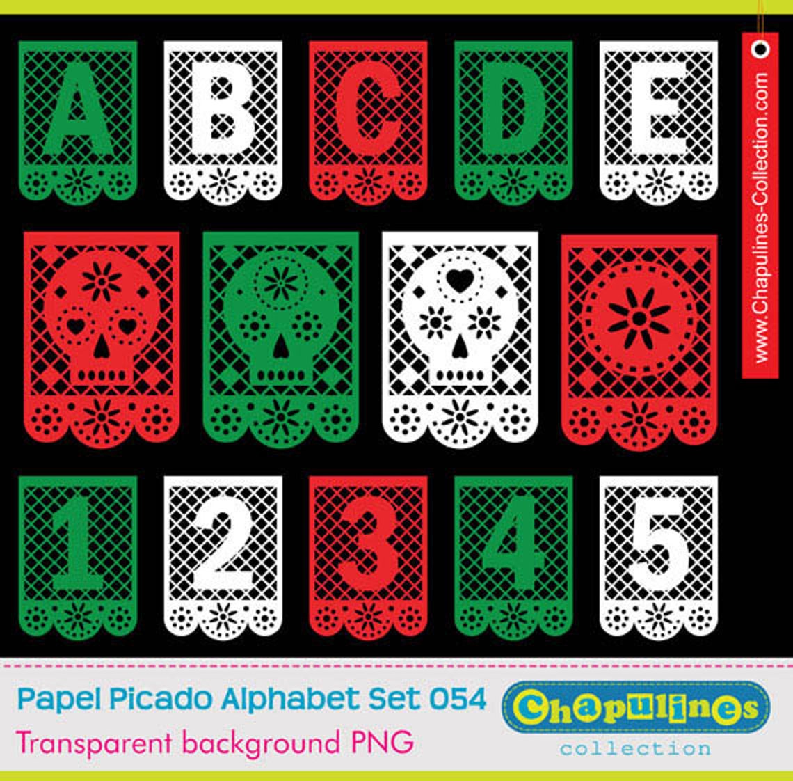 Papel Picado Alphabet Commercial Use Clipart Lettersnumbers - Etsy