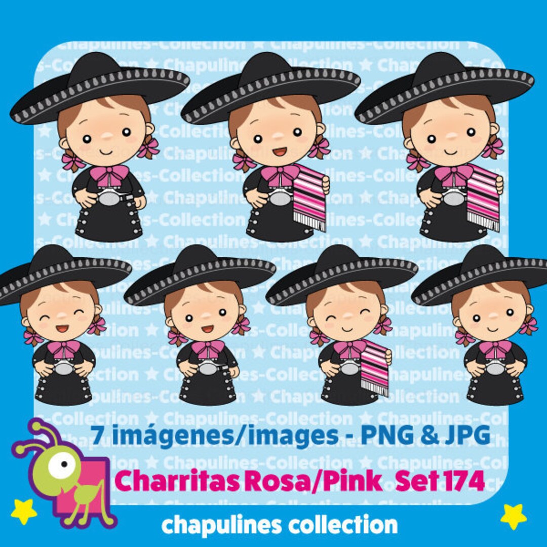 Clipart Charras, Gala Mexican Outfit Girls Illustrations, Mexican Girls ...