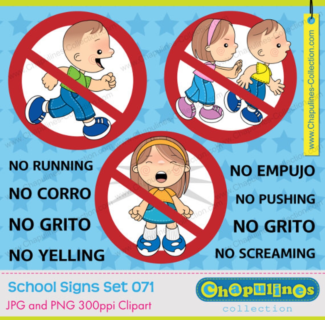 Clipart de Señalamientos para Escuela, No Corro, No Grito, No Empujo ...