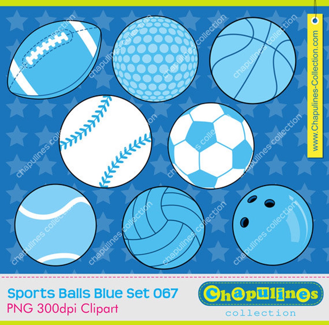 Sport Balls Blue Clipart, Commercial Use, Blue Balls Scrapbooking ...