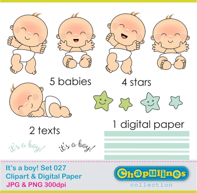 Baby boy clipart newborn clipart digital paper happy baby | Etsy