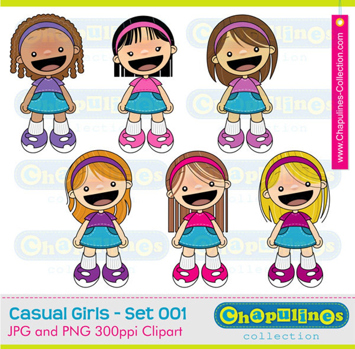 Clipart Girls school illustrations girls illustrations | Etsy