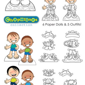 Paper Dolls - Printable - Seasons of the Year - Boys - Color & BW - Set ...