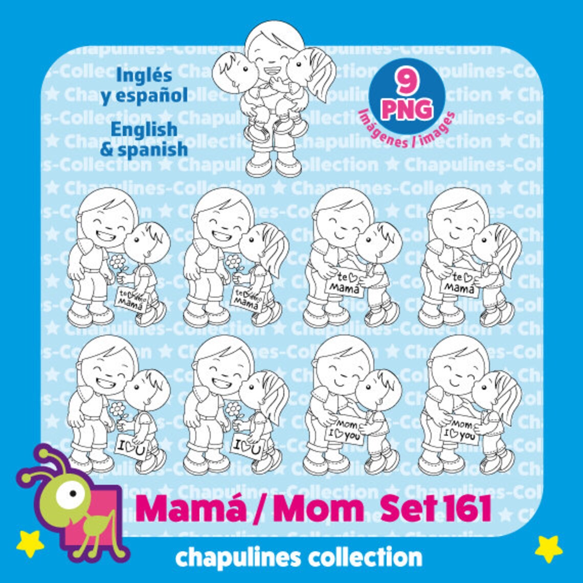 Mom Clipart Black and White Mother's Day Mamá Día De - Etsy
