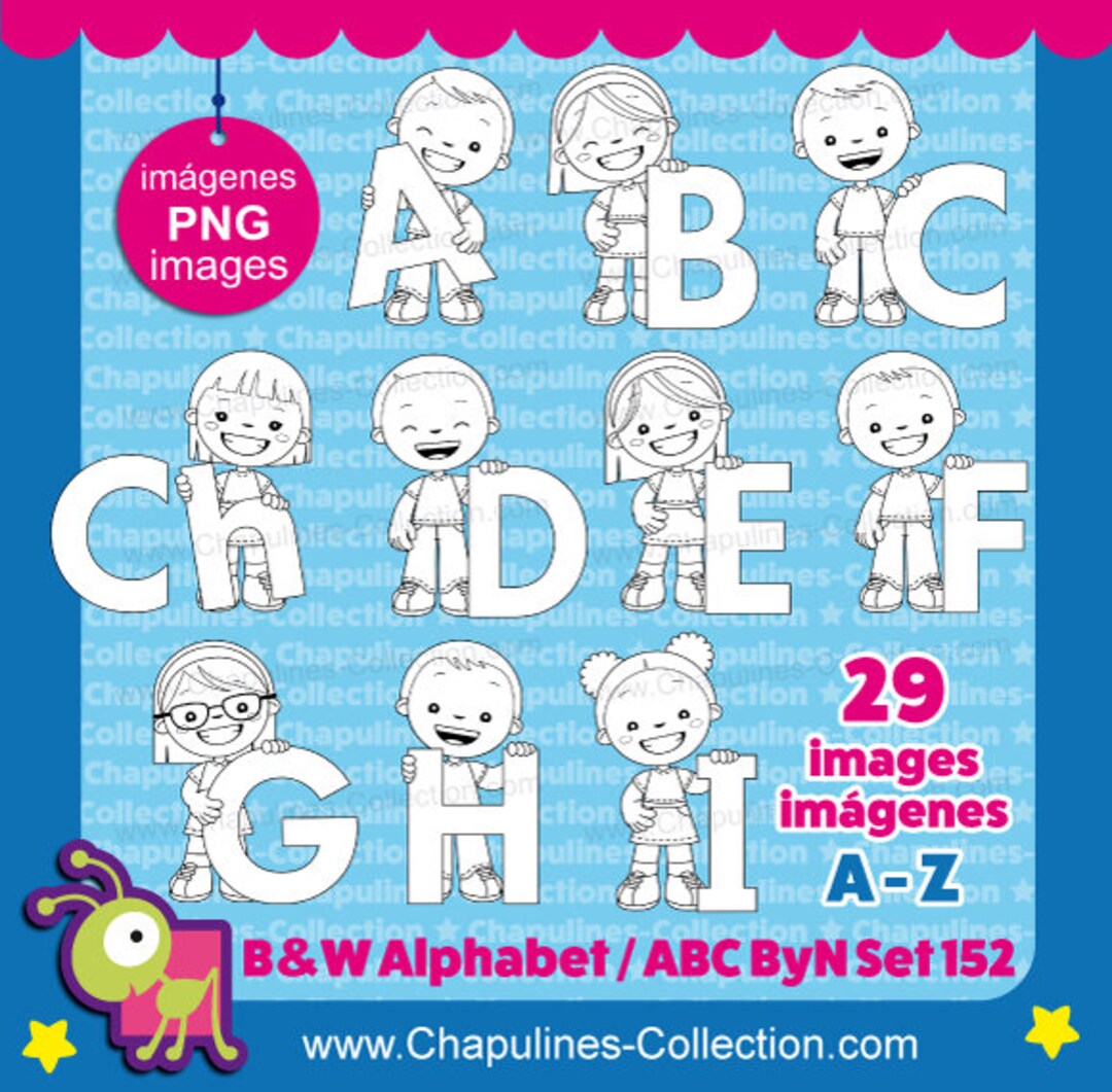 Alphabet Clip Art Black and White, From A to Z, PNG Images, Digital ...
