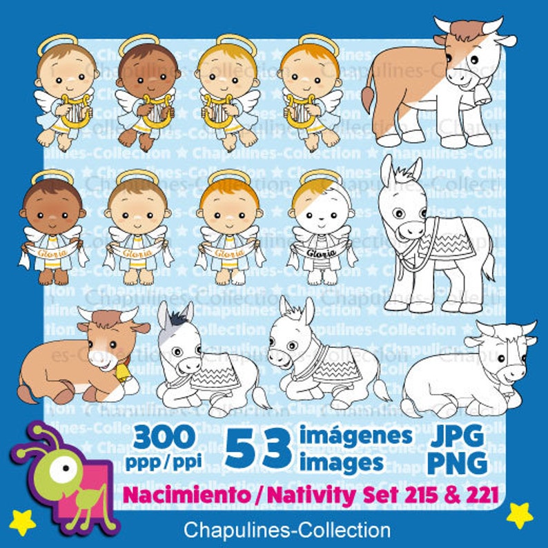 Nativity Clipart Bundle Color and Black/white Sets 215 and | Etsy