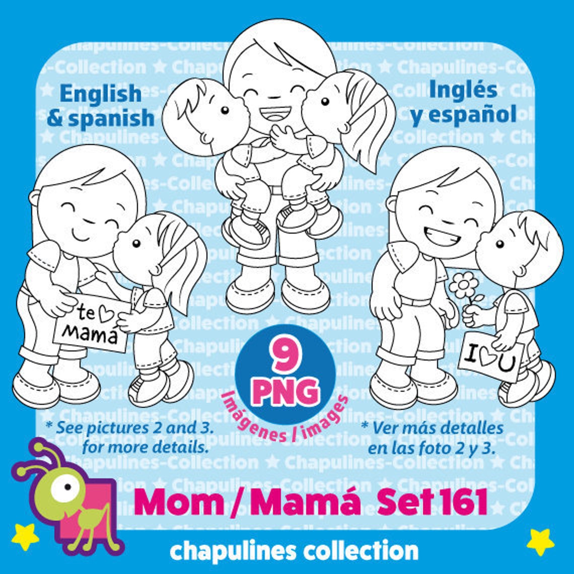 Mom Clipart Black and White Mother's Day Mamá Día De - Etsy