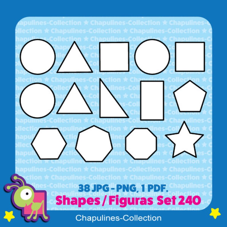 Shapes Clipart Bundle Color and Black/white Digital Product - Etsy
