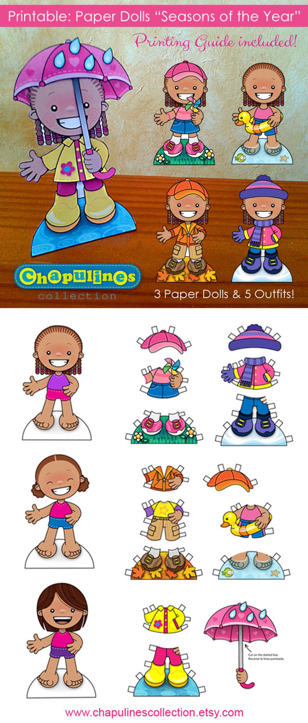 Paper Dolls - Printable - Seasons of the Year - Girls - Full Color ...