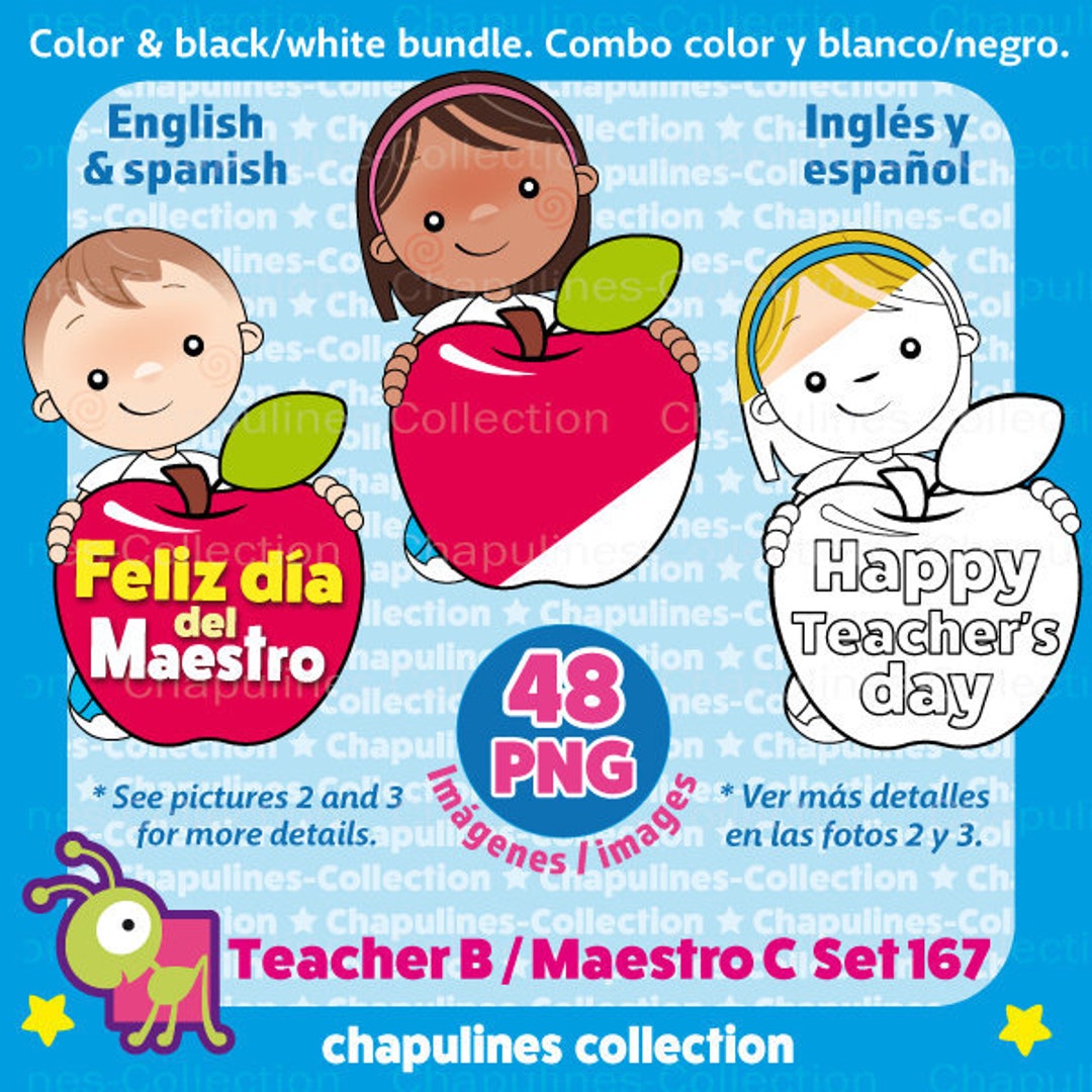 Teacher's Day Clipart Bundle, Color and Black/white, Teacher ...