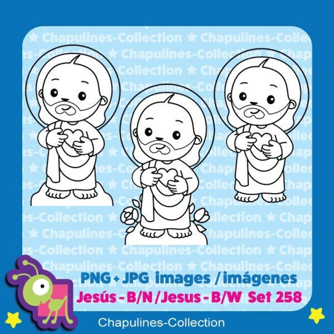 Clipart Jesus Love Black and White Set 258 - Instant Download - Etsy