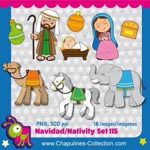 Nativity Clipart Bundle Color and Black/white, Christmas, Joseph, Mary ...