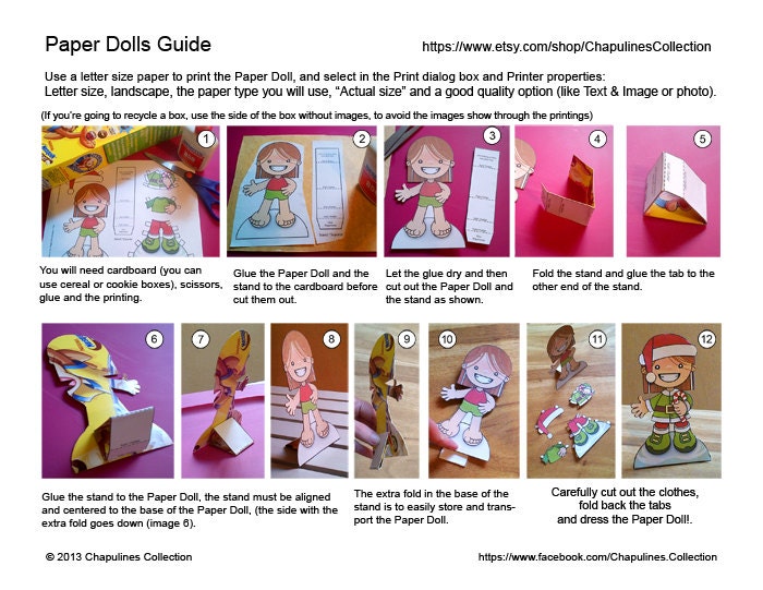 Christmas Paper Dolls Boy and Girl Color and B/W Coloring | Etsy