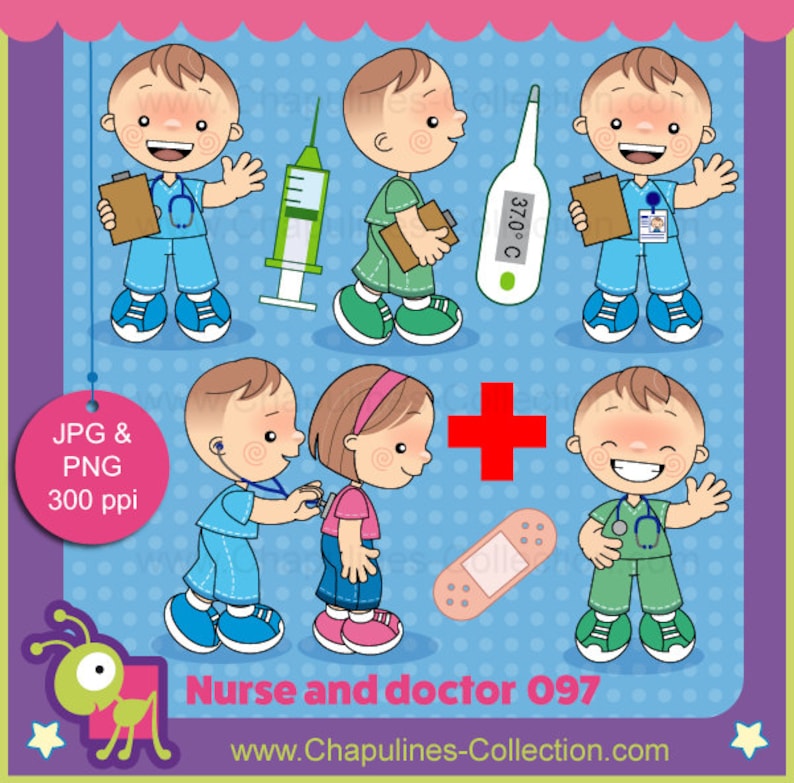 Nurse and doctor boy clipart medicine clipart boy nurse | Etsy