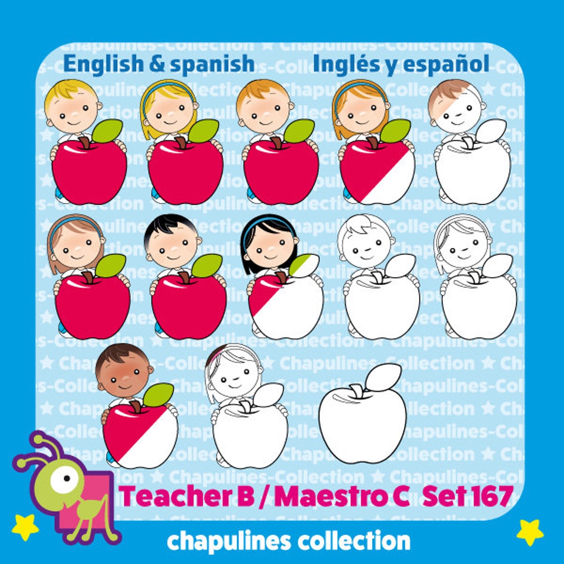 Teacher's Day Clipart Bundle Color and Black/white | Etsy