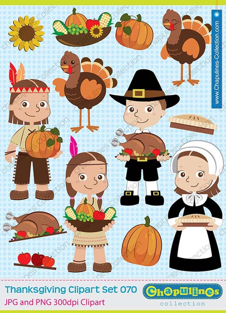 Thanksgiving Clipart, Pilgrims Clipart, Native Americans Clipart ...