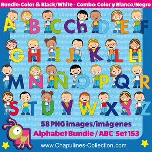 Alphabet Clip Art Bundle, Color and Black/white, From A to Z, PNG ...