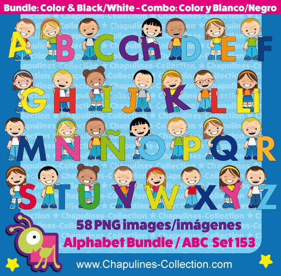 Alphabet Clip Art Bundle Color and Black/white From A to Z - Etsy