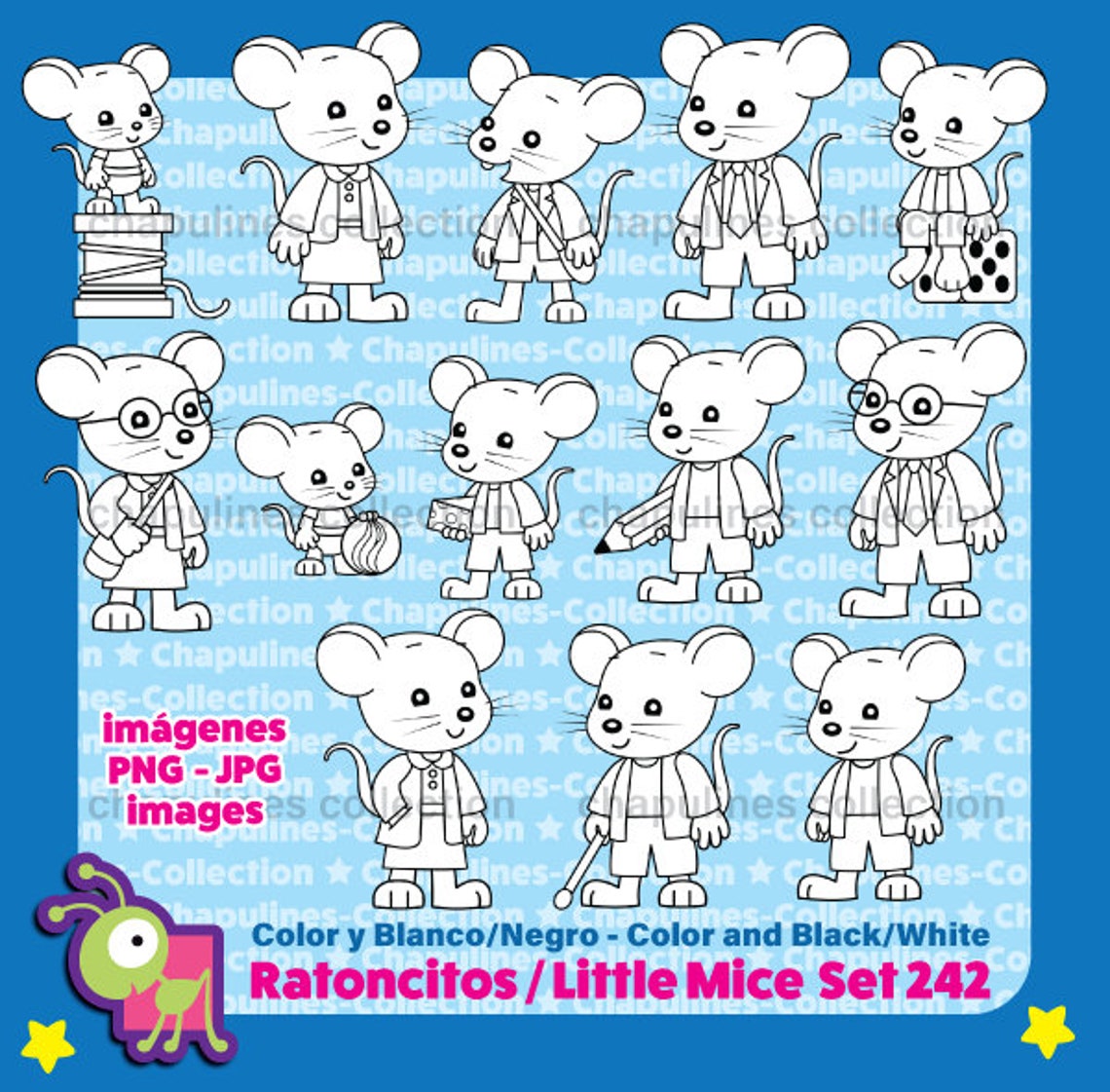 The Tooth Mouse Family Clipart, Color and Black/white, Familia Del ...