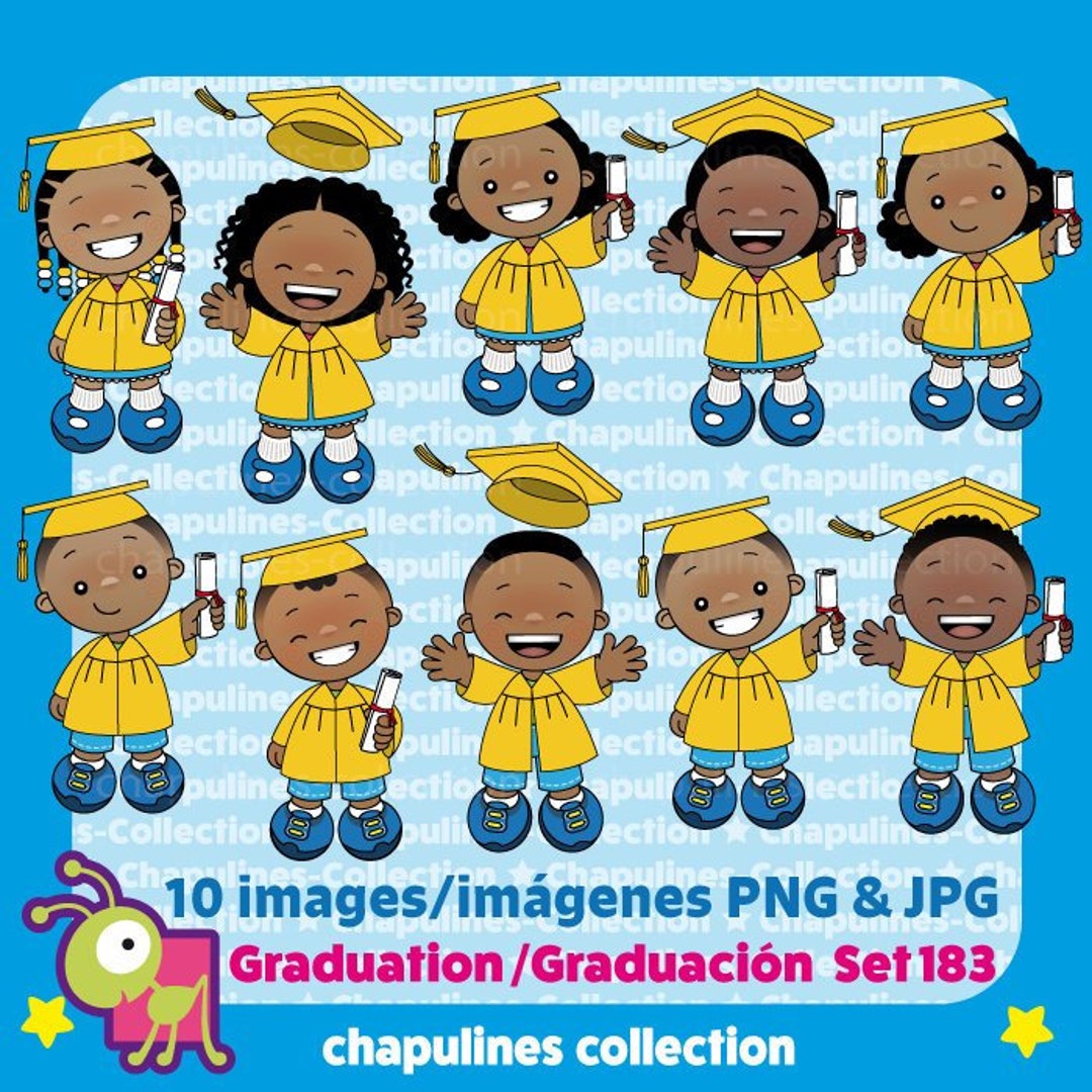 Clipart Graduación, toga y birrete dorado, ilustraciones niños ...