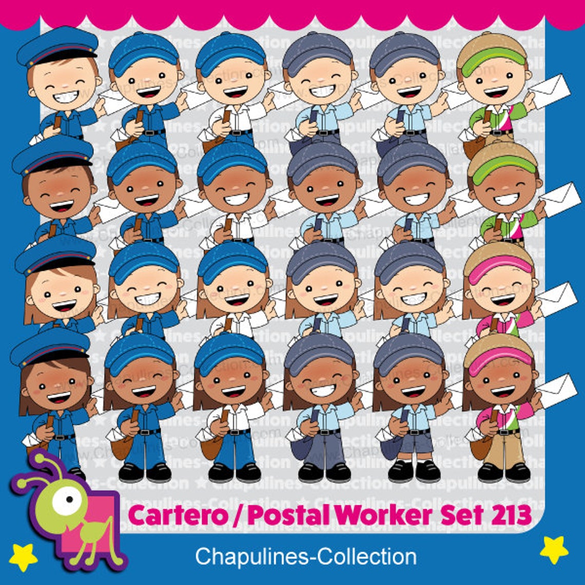 Postal Worker Clipart Mailman Mailwoman Mail Carrier Mail - Etsy