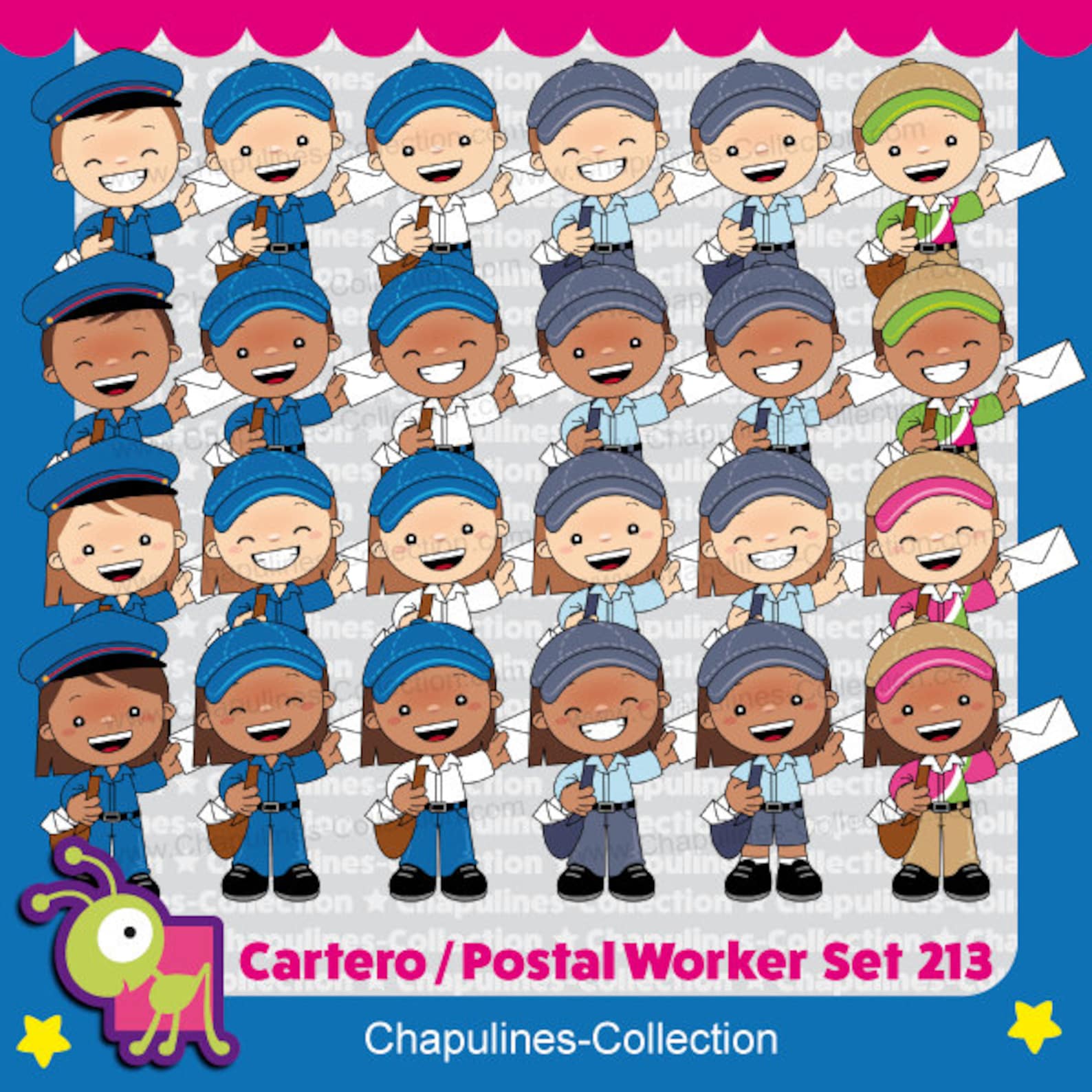 Postal Worker Clipart Mailman Mailwoman Mail Carrier Mail - Etsy