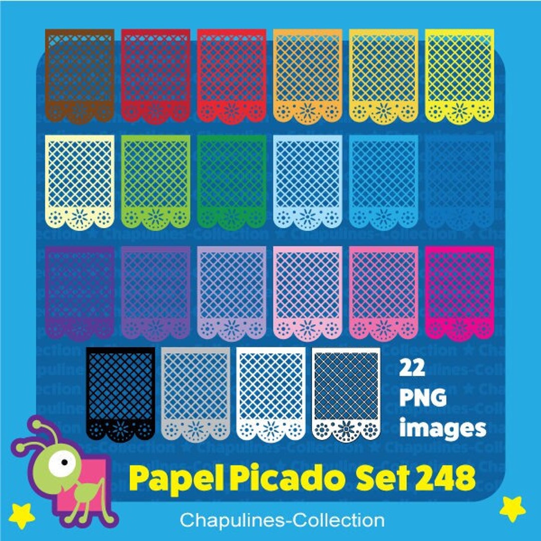 Papel Picado Commercial Use Clipart Mexico Día De Muertos Rainbow Set ...