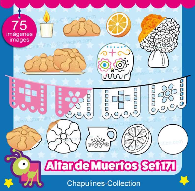 Clipart Altar for the Dead Bundle, Altar De Muertos, Color and Black ...