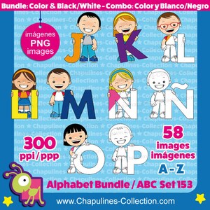 Alphabet Clip Art Bundle, Color and Black/white, From A to Z, PNG ...