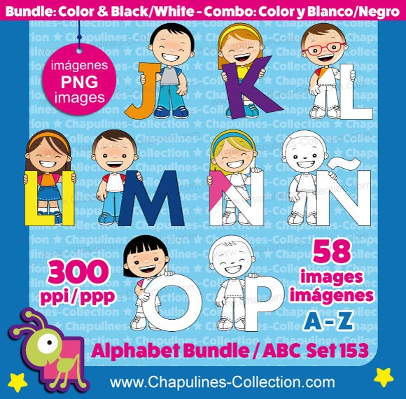 Alphabet Clip Art Bundle Color and Black/white From A to Z - Etsy