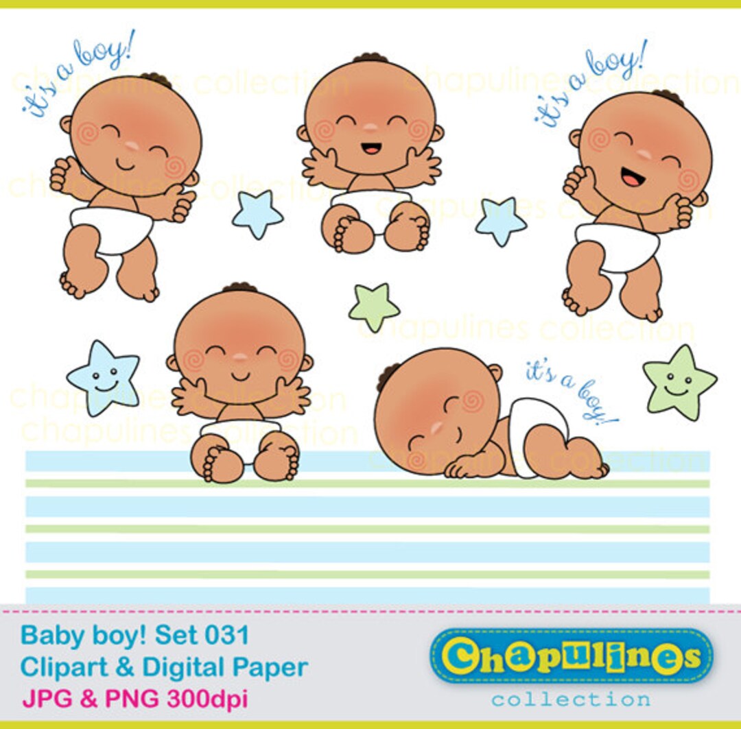 Baby Boy Clipart - Baby Shower Digital Clipart and Digital Paper - Baby ...