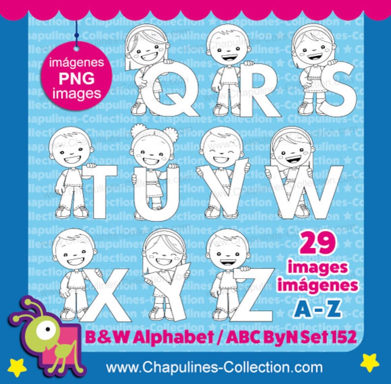 Alphabet Clip Art Black and White, From A to Z, PNG Images, Digital ...