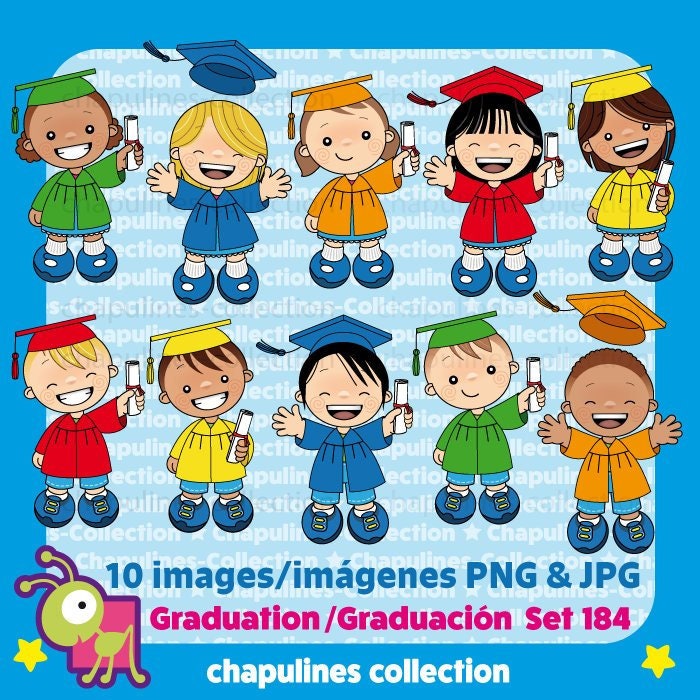 Clipart de graduación toga y birrete en 5 diferentes colores - Etsy México